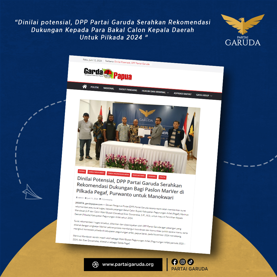 Dinilai Potensial, DPP Partai Garuda Serahkan Rekomendasi Dukungan ...